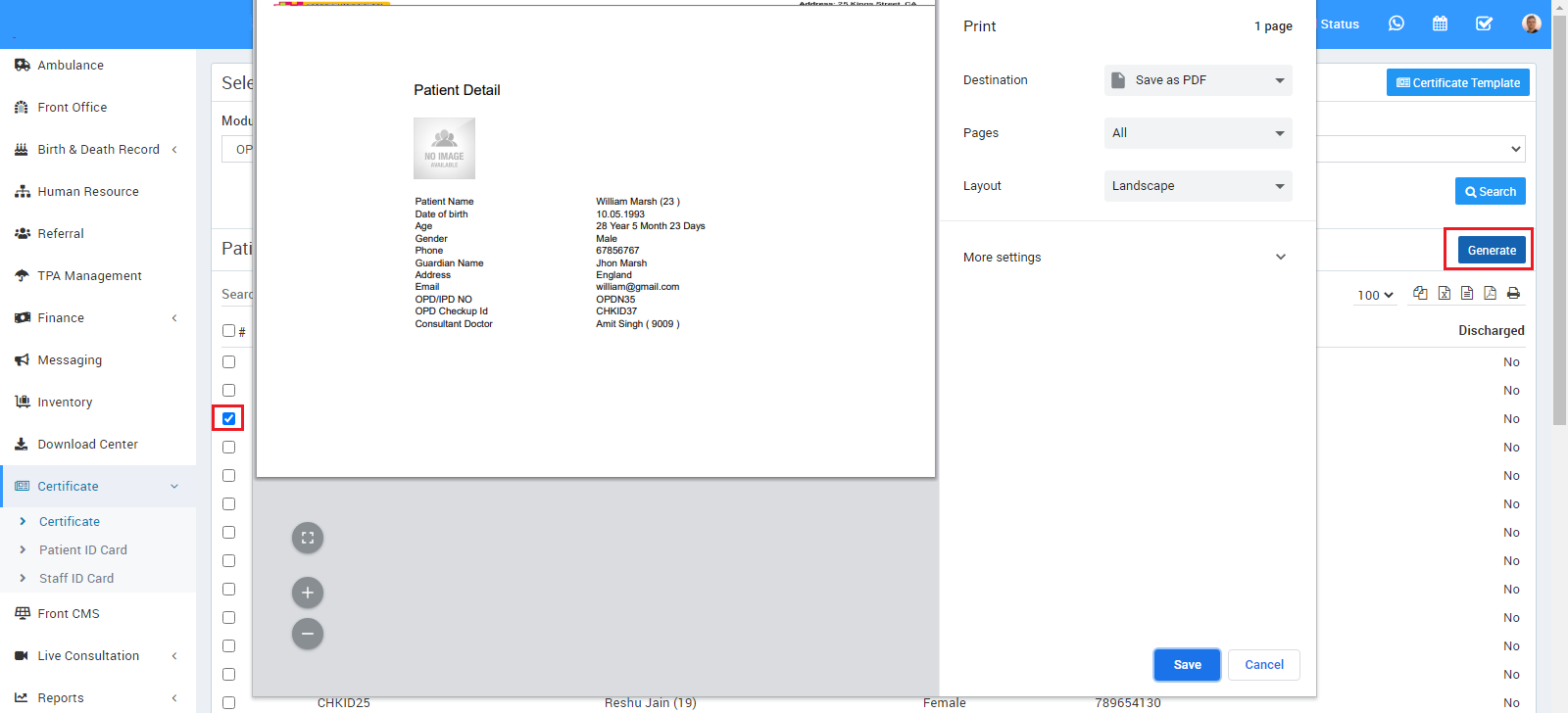 How to generate certificate? - Hospital ERP Software : Hospital ...